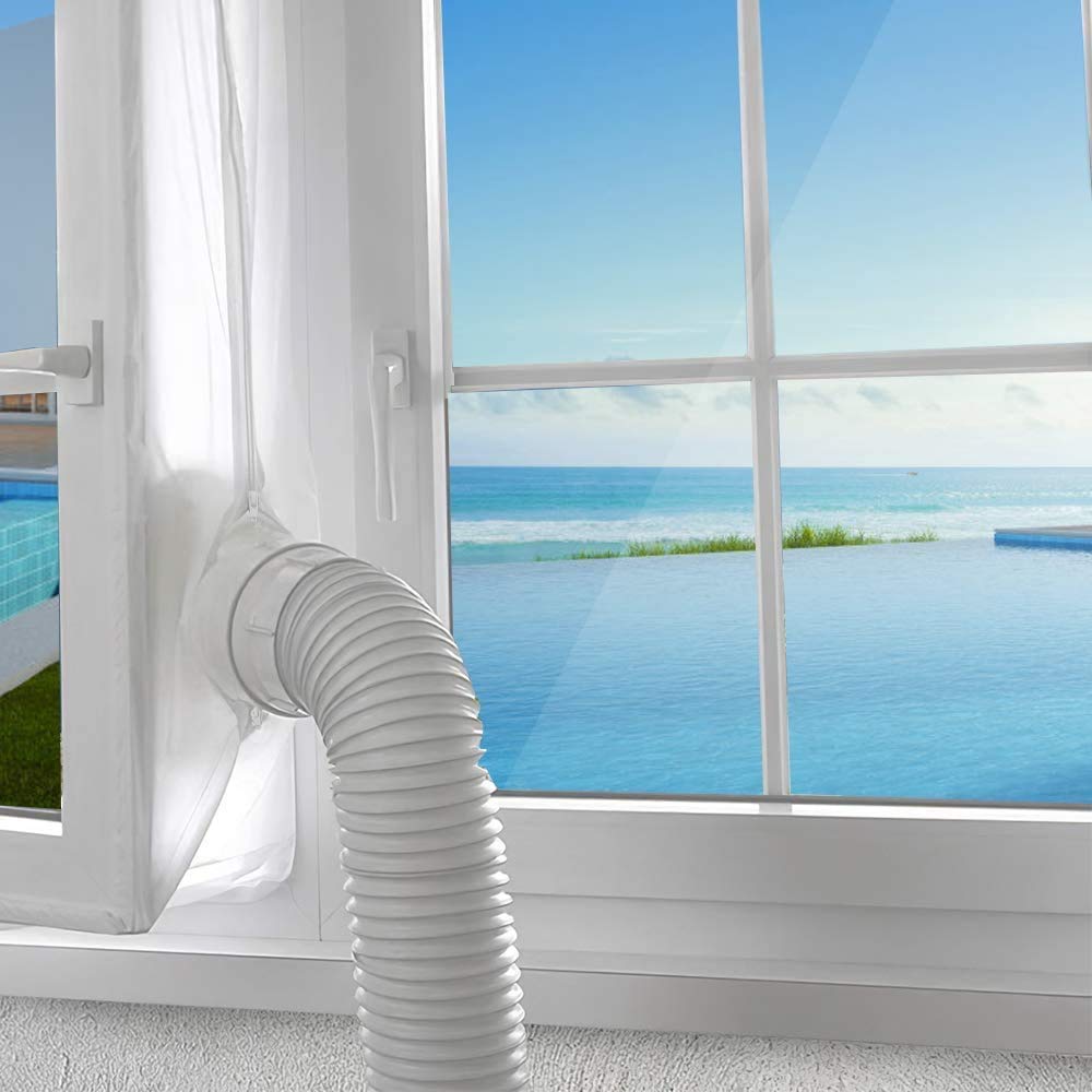 AGPTEK Window Seal for Portable Air Conditioner and Tumble Dryer, 300cm Air Exchange Guards with Zip & Hook Tape, Works with Every Mobile Air-Conditioning Unit