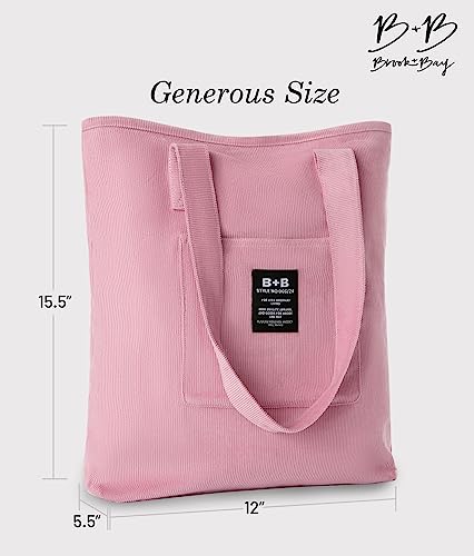 Brook + Bay Corduroy Tote Bag for Women - Boho Bag - Plain Tote Bag with Pockets - Cute Tote Bags Aesthetic - Shoulder Bag