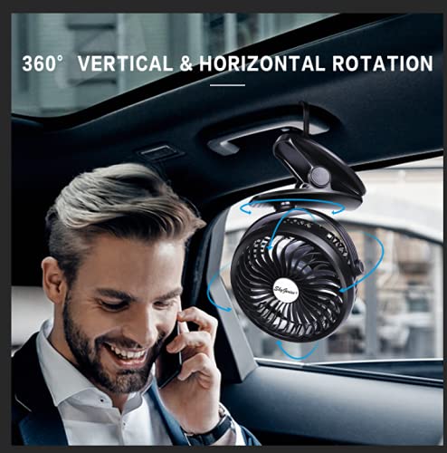 BRIGENIUS Battery Operated Stroller Fan, Portable Clip on Mini Desk Fan with 2600mAh Rechargeable Battery, USB Powered Clip Fan for Baby Stroller Office Outdoor Travel