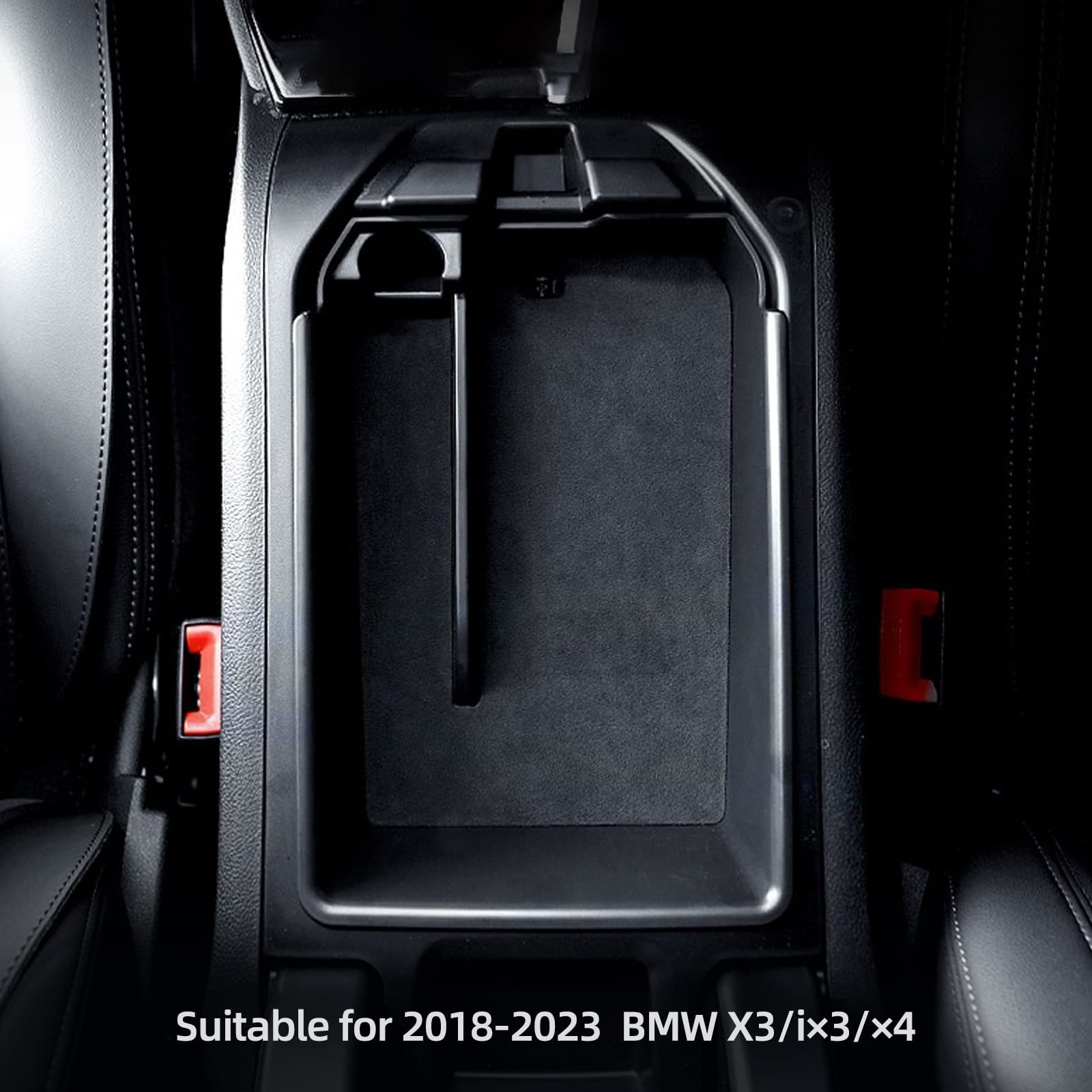 Alfanxi Center Console Organizer Tray Alcantara Material Armrest Storage Tray Box Compatible with 2018-2023 BMW X3 G01 X4 G02 IX3 (Grey)