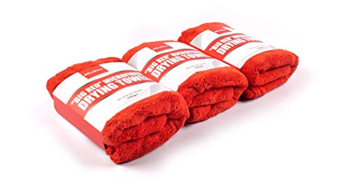 Maxshine 1000GSM Crazy Microfiber Drying Towel Series, Red, 50x70cm (Pack of 3)
