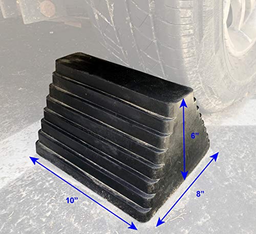 MAXXHAUL 80681-10'X8'X6' Heavy Duty Rubber Wheel Chock with Eyebolt, 2 Pack