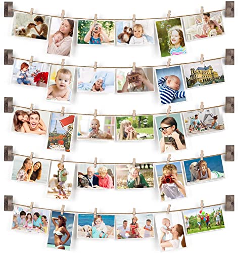 Emfogo Picture Frames Collage Wall Decor Photo Frame Collage Picture frames with 30 Clips Wall Decor