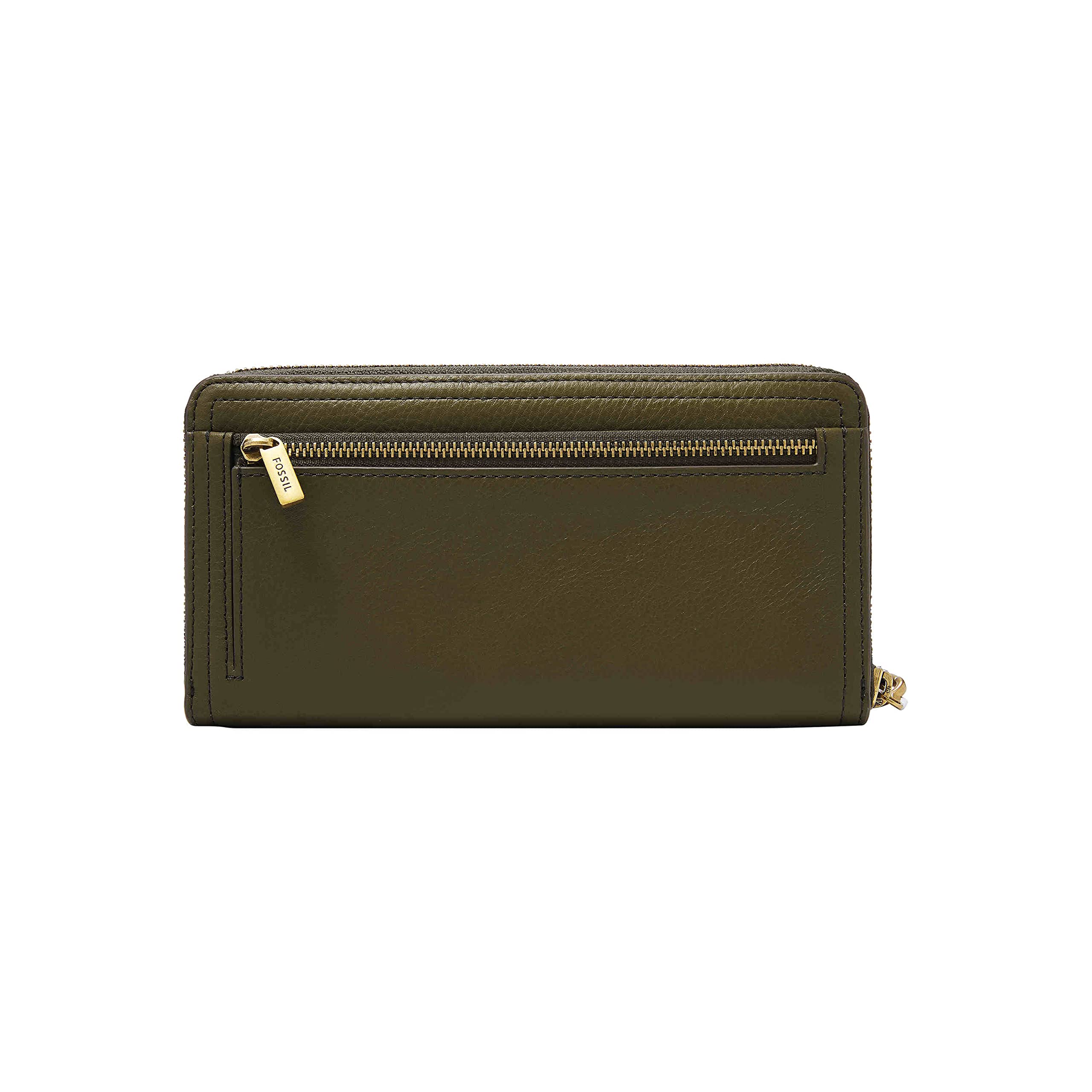 Fossil Women's Logan Leather Wallet RFID Blocking Zip Around Clutch with Wristlet Strap, Wine (Model: SL6533186)