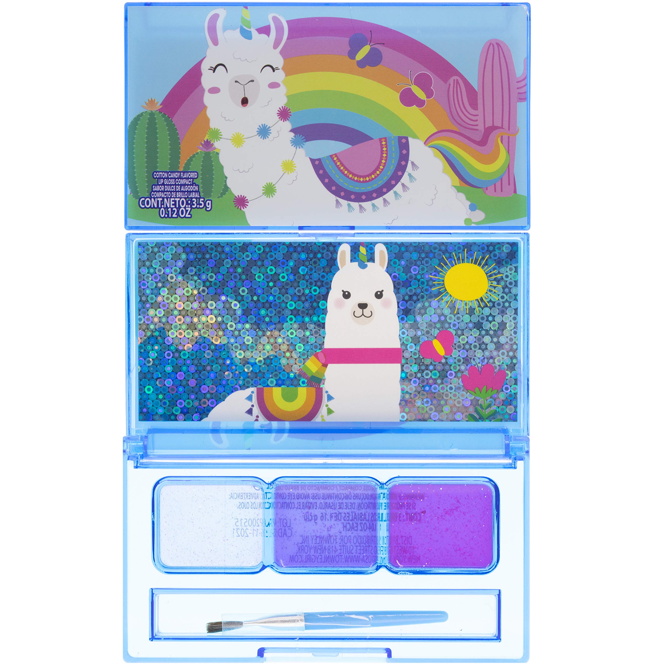 Townley Girl No Drama Llama Makeup Filled backpack Set with 10 Pcs, Including Lip Gloss, Lip Balm, Nail Polish, Nail Stickers, Hair Bows, Flip Up Mirror and More, Ages 3+