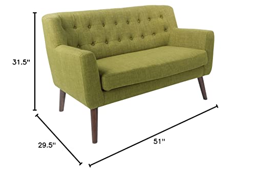 OSP Home Furnishings Loveseat, 51"W x 29.5"D x 31.5"H, green
