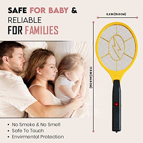 DEVOGUE® Electric Fly Swatter Bug Zapper Battery Operated Flies Killer Indoor & Outdoor Pest Control Mosquito and Insect Catcher Racket