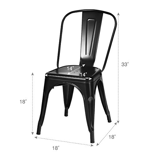 COSTWAY Metal Bar stools Set of 4, with Removable Back, Cafe Side Chairs with Rubber Feet, Stylish and Modern Chairs, for Kitchen, Dining Rooms, and Side Bar