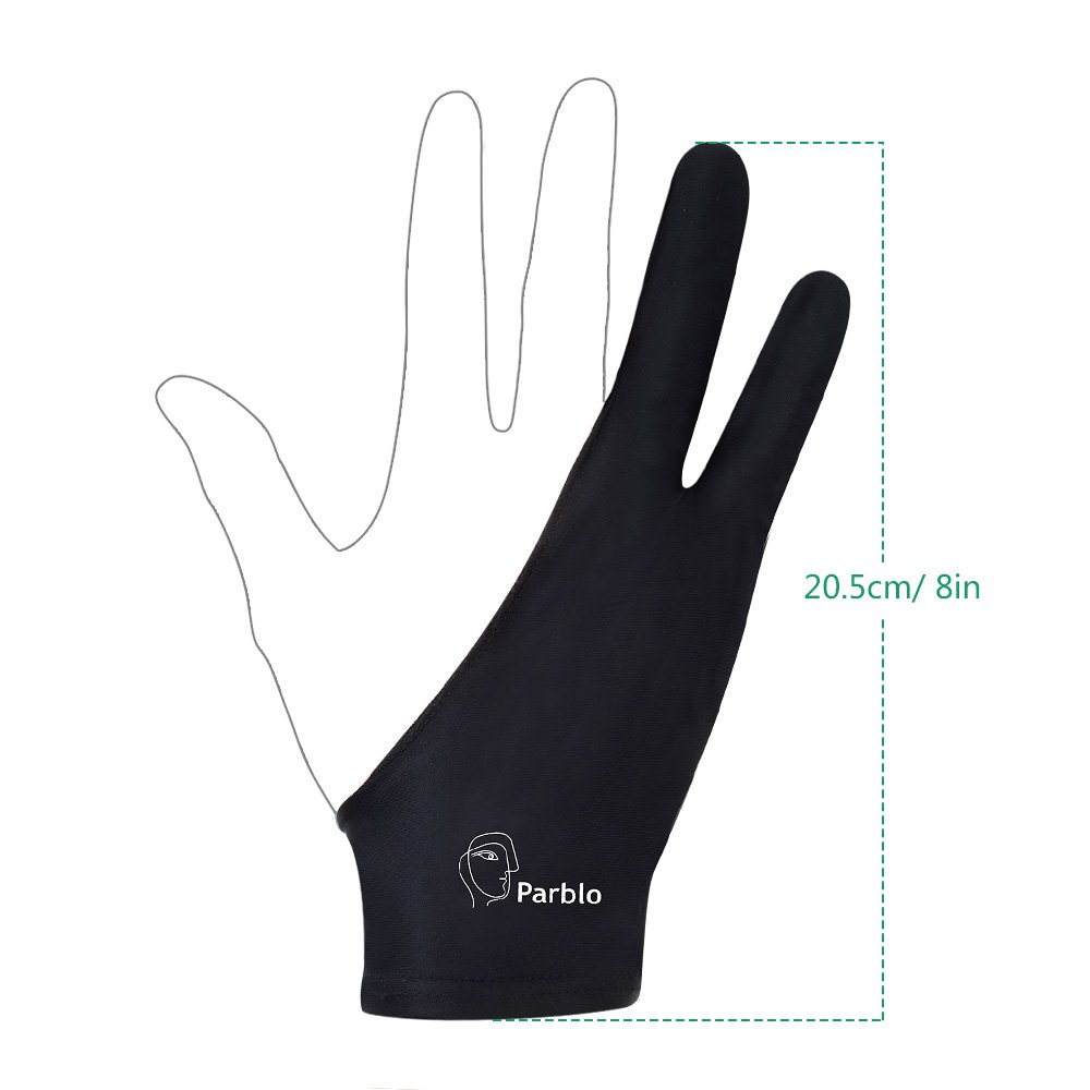 Parblo PR-01 Two-Finger Artist Glove for Graphics Drawing Tablet,Digital Drawing Glove for Right Hand and Left Hand,One Size