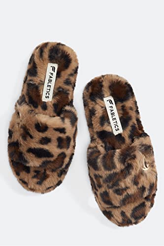 Fabletics Women's Fur Slipper, 8, Leopard