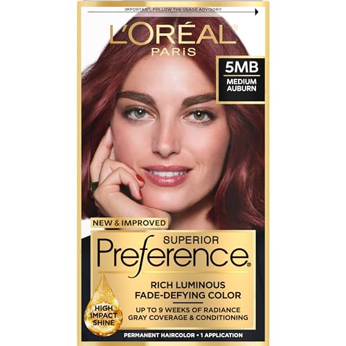 L’Oréal Paris Superior Preference Fade-Defying Color + Shine System, 5MB Medium Auburn(Packaging May Vary), Pack of 1,