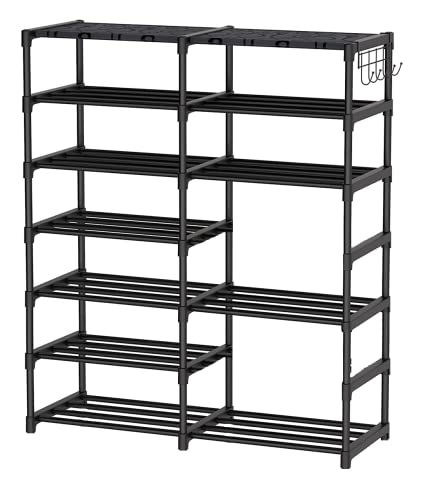 Easyhouse Big Size Metal Shoe Rack, Sturdy Shelf Organizer for Entryway, Closet, Bedroom, Holds 24 Pairs of Shoes