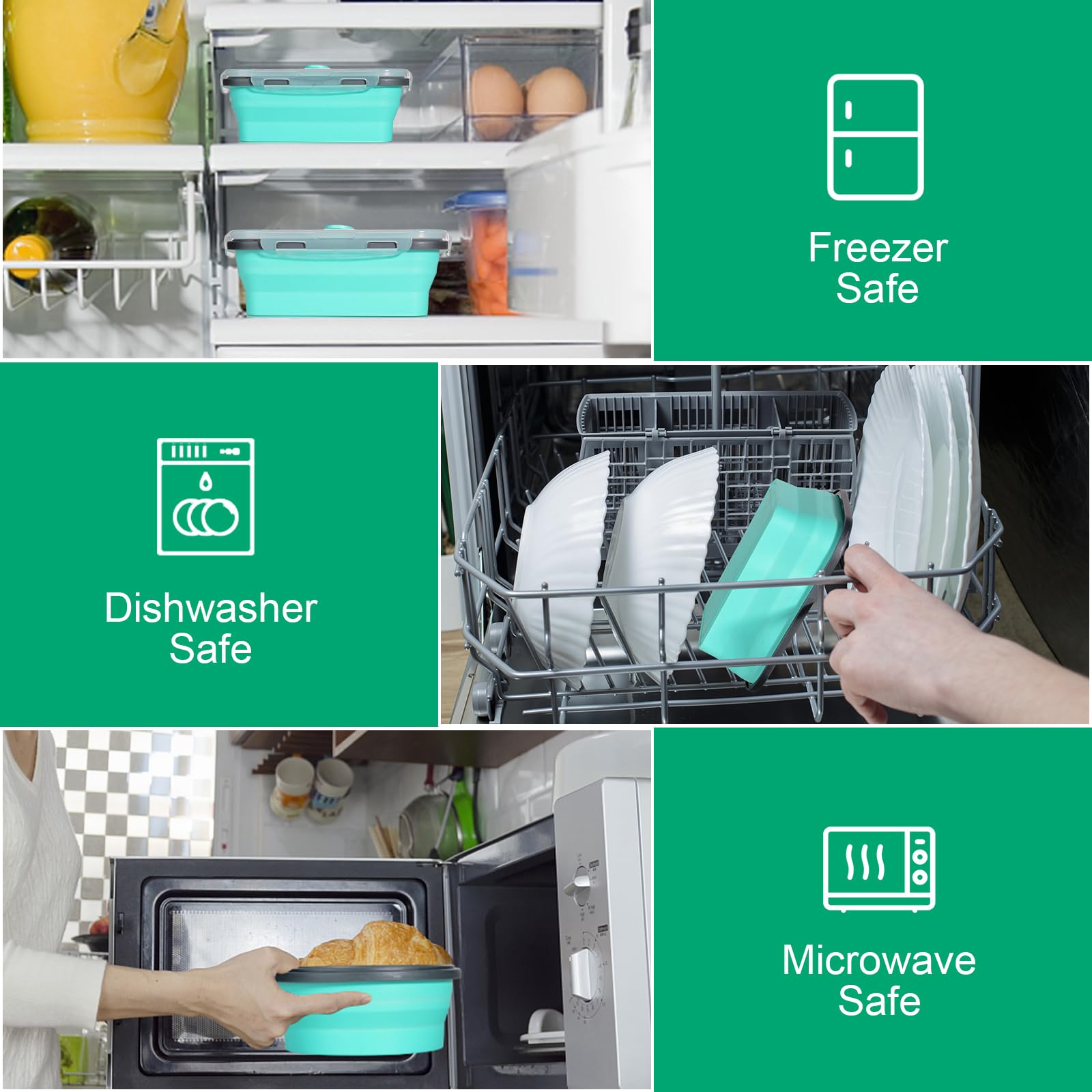 8 Pack Collapsible Food Storage Containers With Lids, Collapsible Storage Containers Sets Silicone Collapsible Bowls For Camping, RV Accessories, Travel Trailer Must (Mixed oz) (8)
