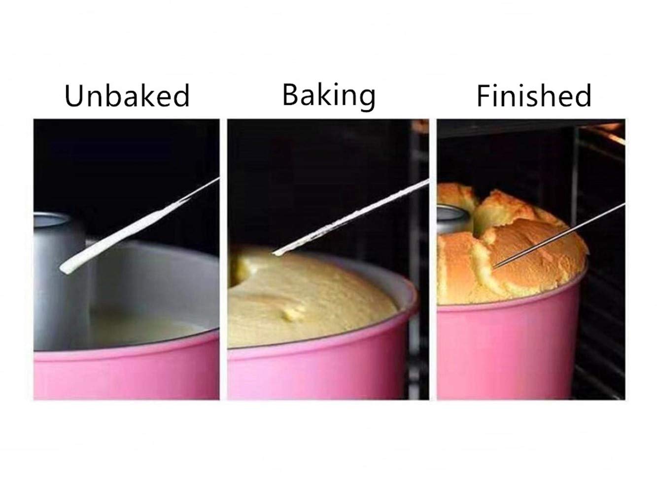 Aoshang 3Pcs Stainless Steel Cake Tester Reusable Metal Cake Probe Cake Testing Needle Home Bakery Muffin Bread Cake Tester Probe Skewer Pin Needle Kitchen Baking Assistant Tool,7.5 Inches