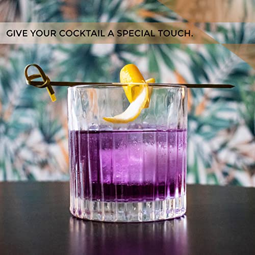 Cocktail Picks - Bamboo Skewers - Long Toothpicks for Appetizers - Eco Friendly Skewer Sticks - Fancy for Martini Drinks & Food Appetizer - Charcuterie Accessories - 6 inch Wooden Knot Pick 100 pcs