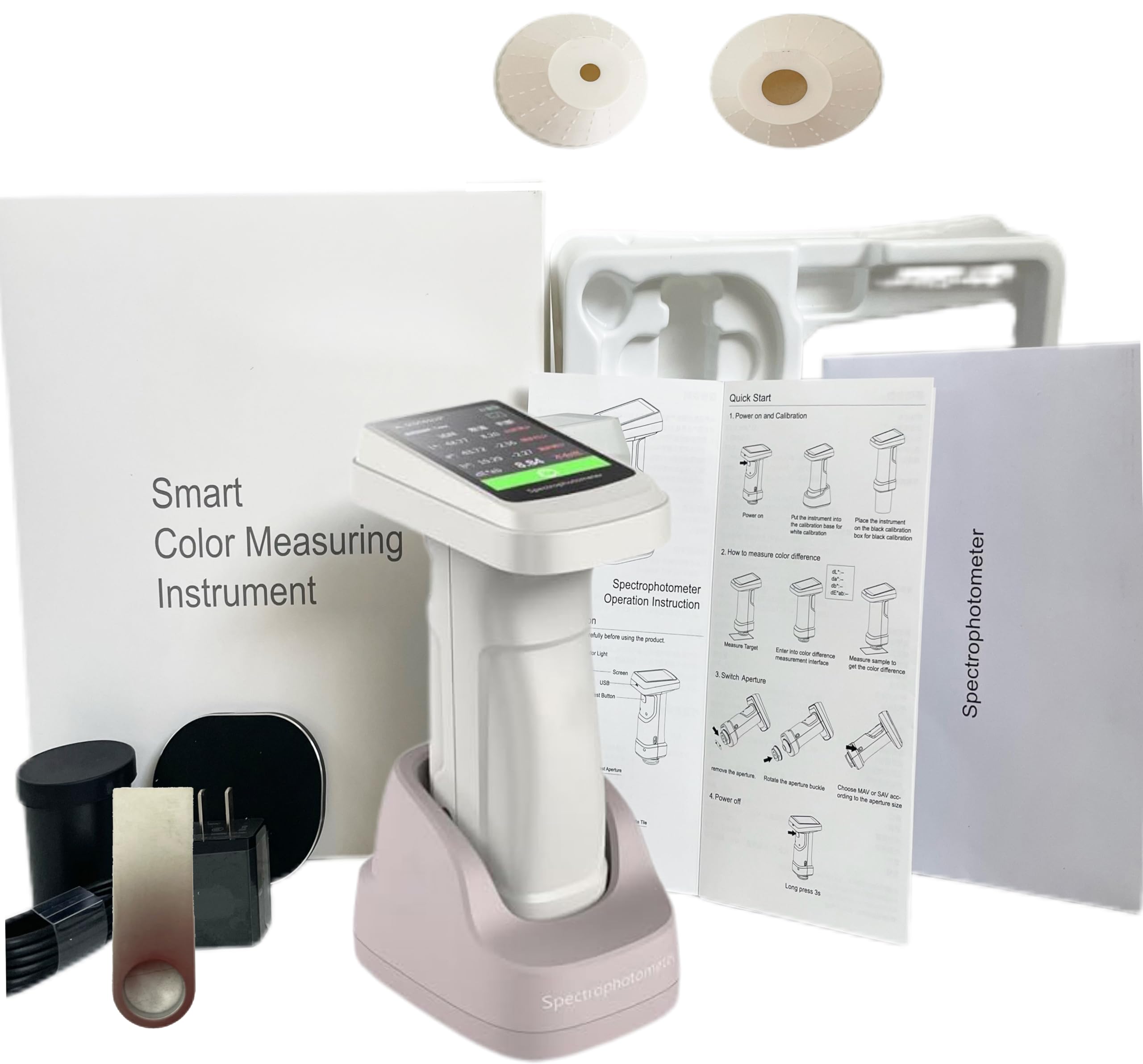 VTSYIQI Spectrophotometer Portable Spectrophotometer D/8 Spectrocolorimeter with Accuracy 0.04 Aperture Φ8mm Φ11mm 10000 Data Storage Ultra high Repeatability Auto Calibration for Printing ASTM ISO