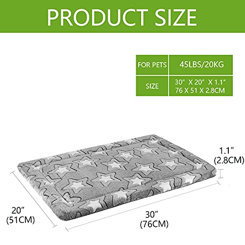 EMPSIGN Crate Dog Bed Mat - Crate Pad Reversible (Cool & Warm), Machine Washable Dog Crate Mat, Pet Sleeping Mat Kennel Bed Pad for Crate for Small to XXX-Large Dogs, Grey, Star Pattern