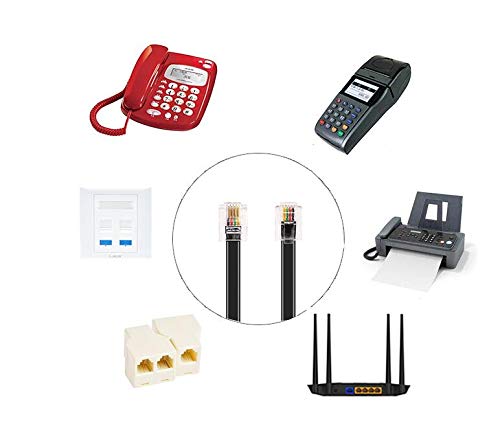 Part Express EopZol 10ft Telephone Line Cord Cable Wire 6P4C RJ11 DSL Modem Fax Phone to Wall Black