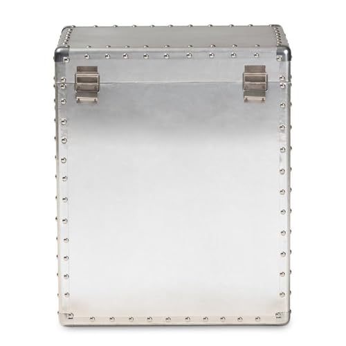 Baxton Studio Serge French Industrial Silver Metal 2-Drawer Accent Storage Chest