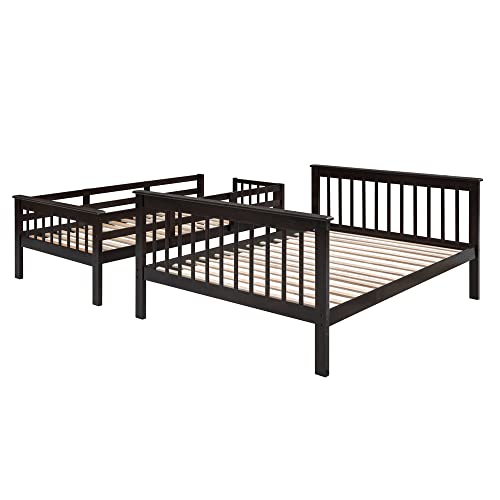 DEYOBED Twin Over Full Wooden Bunk Bed with Storage Stairway for Kids Teens Adults