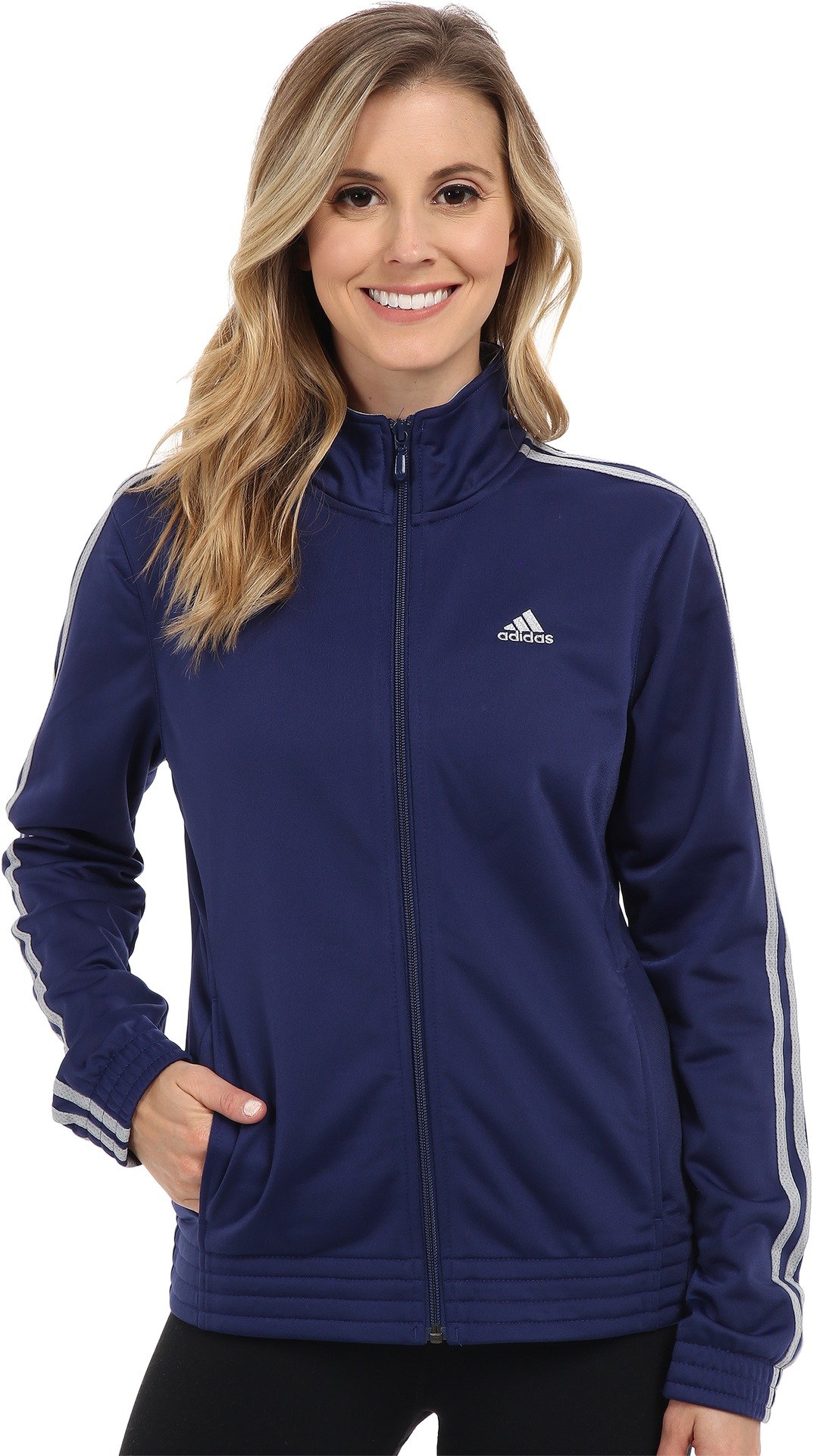 adidas Women's 3-Stripes Jacket, Dark Blue, Medium