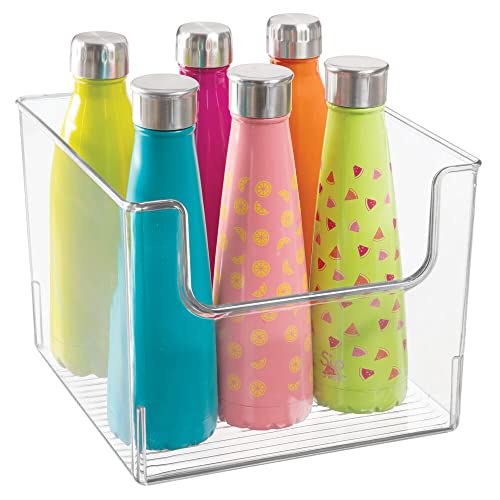 mDesign Modern Plastic Open Front Dip Storage Organizer Bin Basket for Kitchen Organization - Shelf, Cubby, Cabinet, Cupboard, and Pantry Organizing Decor - Ligne Collection - 4 Pack - Clear