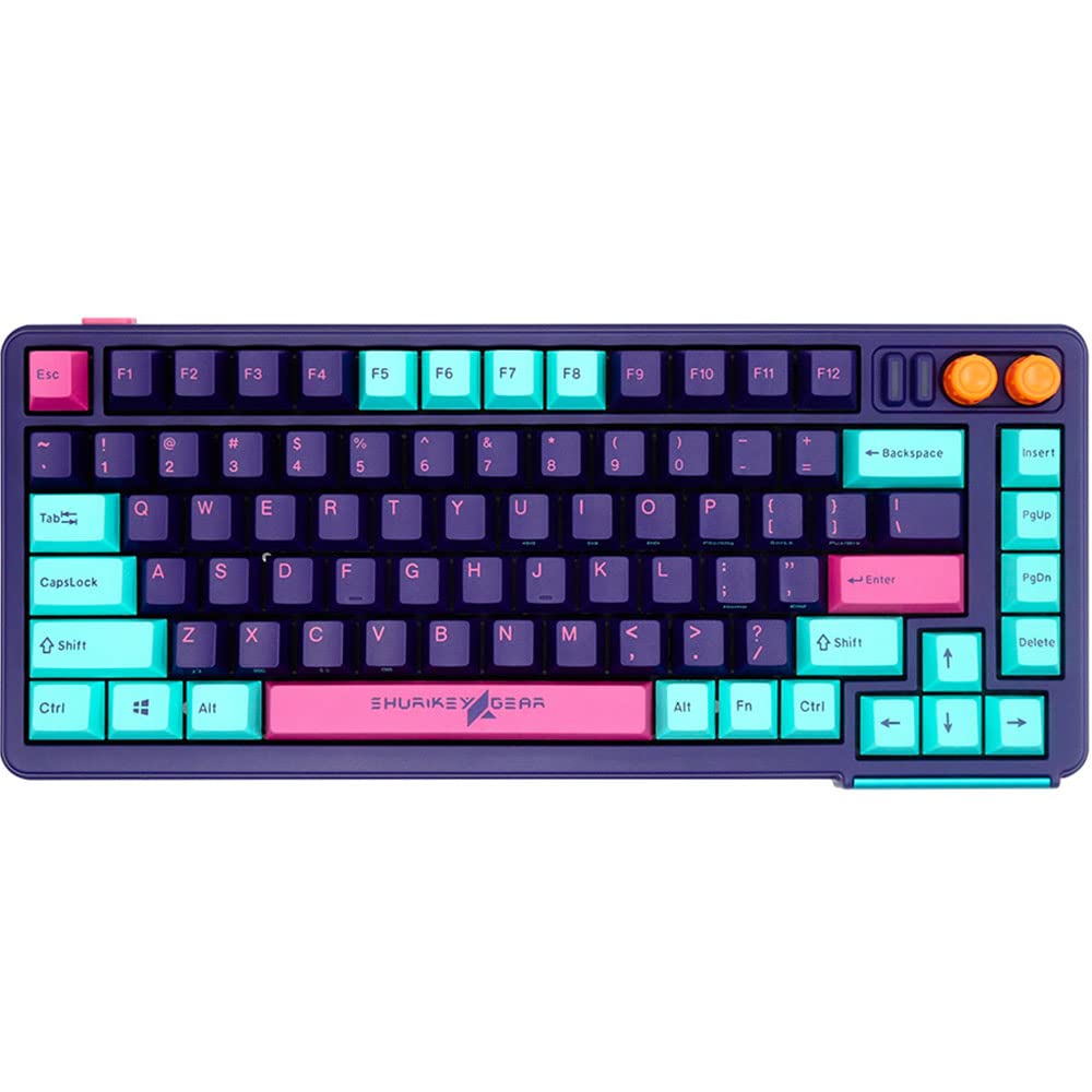 Shurikey 75% Wireless Mechanical Keyboard, Compact 81 Keys Wired Gaming Keyboard (Varmilo EC V2 Daisy Switch) for Windows Mac OS Android, White LED Backlit - Saizo 003