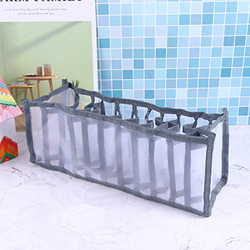 Cabilock 3PCS Underwear Storage Boxes Collapsible Closet Divider Nylon Grids Style for Bra Socks Ties Scarves Lingerie for Wardrobe Cabinet Organizer (Grey)