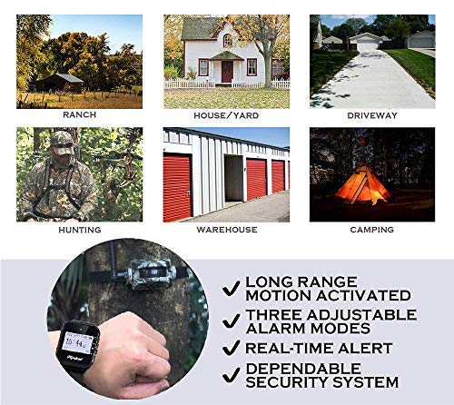 Olymbros Security Sensors/Outdoor Animals Alarm System Kit 360°20m/ Long Range IR IP54 Motion Detector&Sensor with Sound/Vibration/Visual Three Alerts for Hunting/Camping/Home Security