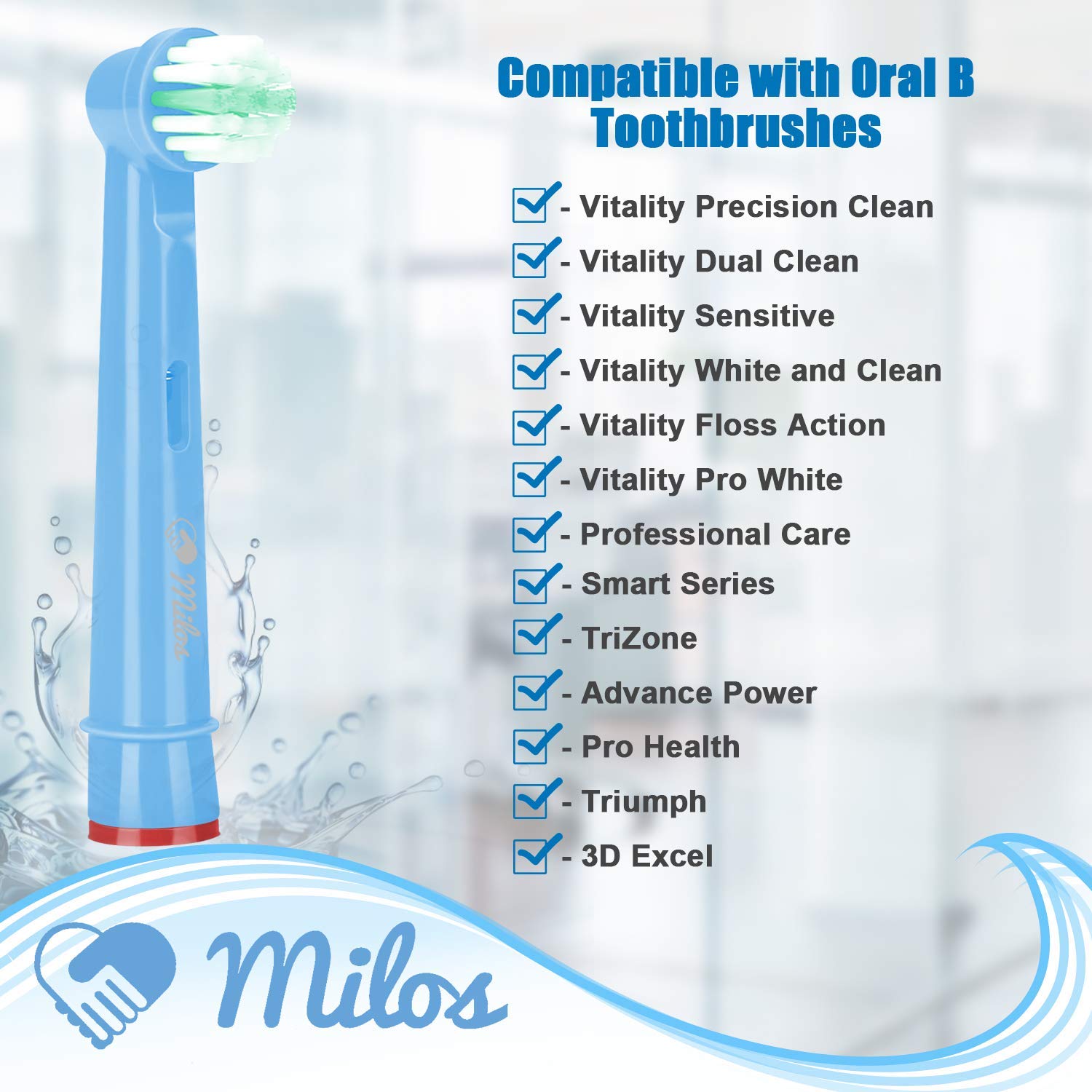 Milos Kids Toothbrush Replacement Heads for Oral-B, Pack of 4, Extra-Soft Bristles,Fits for Electric Braun Brush Heads, Refill for Vitality Precision Sensitive White and Clean Triumph