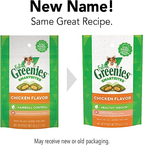 Feline Greenies Smartbites Healthy Indoor Cat Treats, Chicken Flavor, 2.1 Oz, (3 Pack)