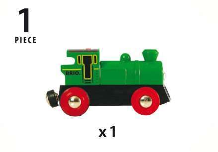 BRIO World 33595 Engine Train - Battery Powered Wooden Toy for Kids | Forward & Reverse Movement | Illuminating Headlights | Ideal for Toddlers 3 Years & Up
