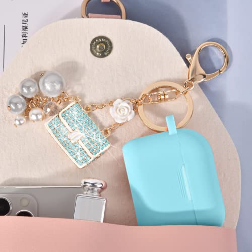 Case for Airpods Pro 2nd Generation - VISOOM Bling Airpods Pro 2 Cases Cover Women Silicone iPods Pro 2 Earbuds Wireless Charging Case Girl Glitter Keychain for Apple Airpod Gen Pro 2 Blue