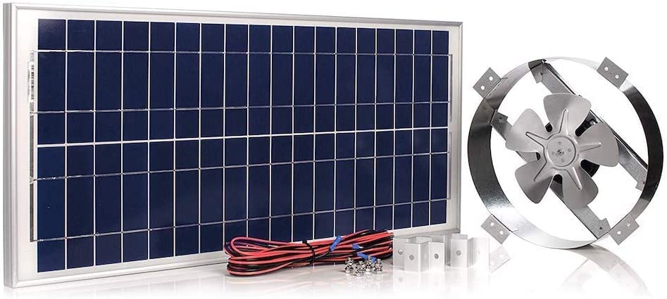 Amtrak Solar Powerful 100-Watt Galvanized 12" Fan Housing, Solar Attic Fan Quietly Cools and Ventilates your house, garage or RV and protects against moisture build-up.