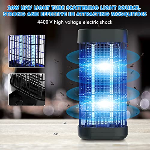 AMUFER Bug Zapper Indoor,Electric Mosquito Zapper with 20W UV Light,4400V Powerful Electric Shock Mosquito Trap, Fly Zapper(Black)