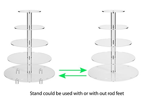 Jusalpha 5 Tier Round Acrylic Cupcake Stand-Cake Stand-Dessert Stand, Cupcake Tower 5RFs (5 Tier with Base)