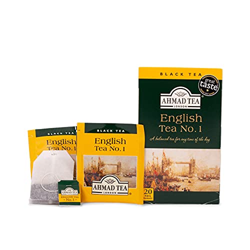 Ahmad Tea English Tea No.1 Teabags, Black Tea, 20 ct (Pack of 1) - Caffeinated & Sugar-Free