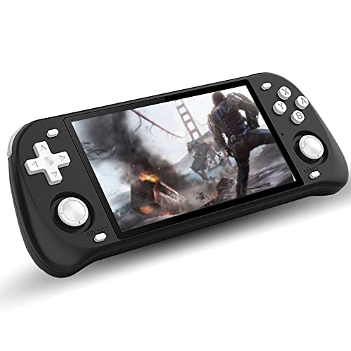 Diketigeey RGB10 MAX 2 Handheld Game Console 5 Inch IPS Screen Open Source with 16+128G TF Cards 17000 Games 64Bit PS1 PCE 6 Hours Battery Life Open Source Linux System Game Player (Black)