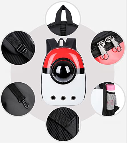 Enkarl Cat Carrier Backpack, Pet Backpack Bubble Rucksack Front Pack for Cat Puppy Dog Capsule Space Backpack, Pet Carrier for Travel Hiking Walking Camping. (Red and White)