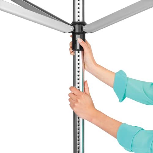 Brabantia Lift-O-Matic Outdoor 4 Arm Clothesline (164 ft/ร 1.8") Height Adjustable, Folding Clothes Drying Rack + Ground Spike & Cover (Gray)