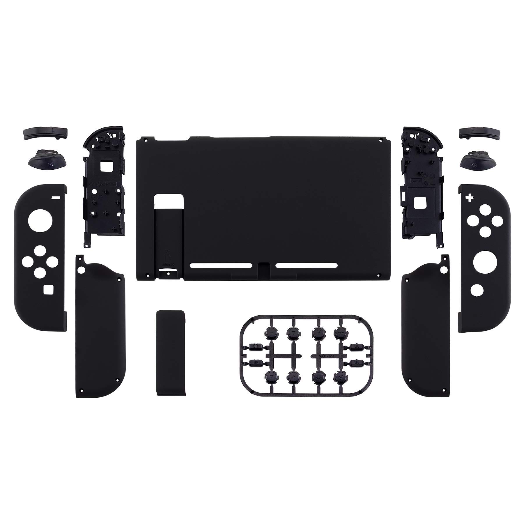 eXtremeRate Black Front Back Plate for Nintendo Switch Console, NS Joycon Handheld Controller Housing with Full Set Buttons, Full Set Replacement Shell for Nintendo Switch - Switch NOT Included