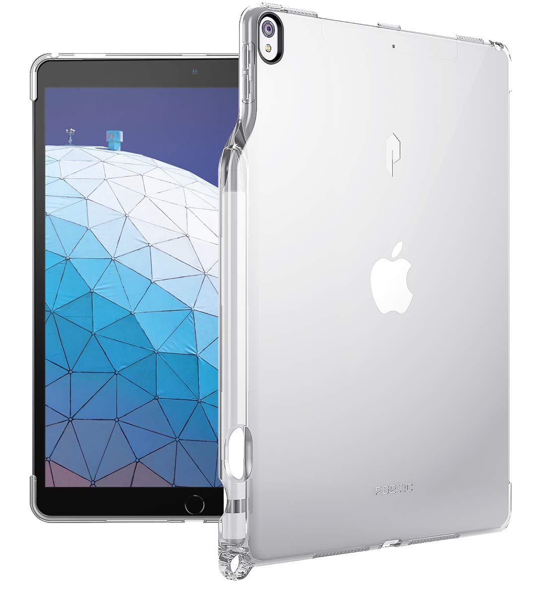 Poetic Lumos Case Designed for iPad Air 3 (10.5 Inch, 2019), iPad Pro 10.5, Flexible Soft Transparent TPU Clear Back Cover with Pencil Holder,Compatible with Smart Keyboard and Smart Cover, Clear