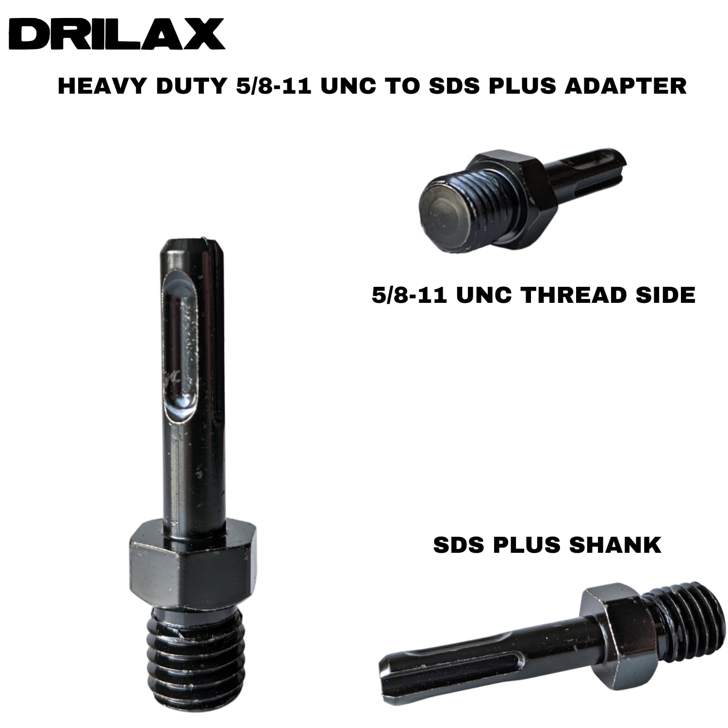 Drilax Core Drill Bit Adapter 5/8"-11 Female to 1-1/4"-7 Male 5/8 Arbor for 1-1/4"-7 to 5/8-11 Female Core Drill Adapter Standard Tools Concrete Bit Water Adapter (5/8"-11 Female to 1-1/4"-7 Male)