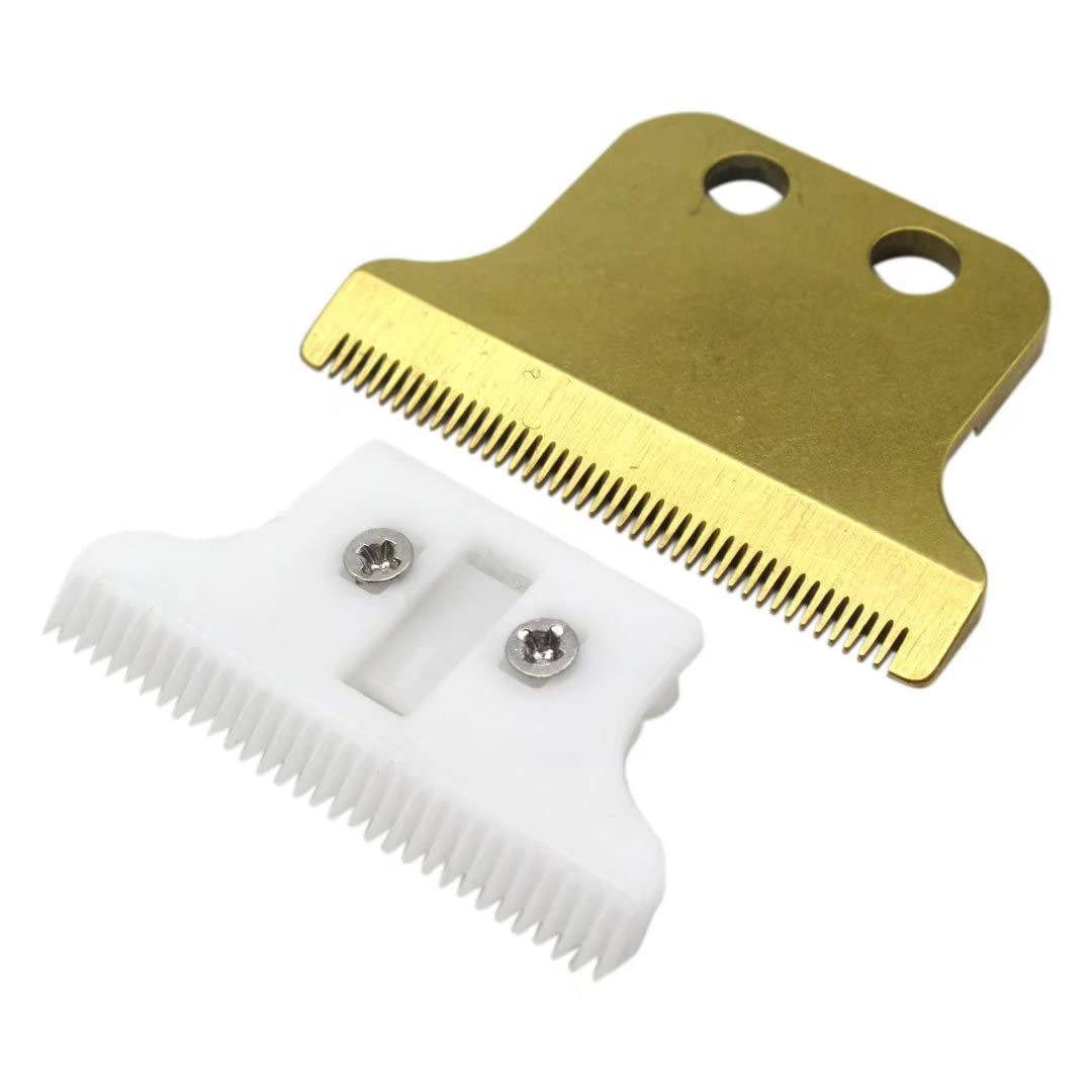 Adjustable 2 Hole Double Wide Trimmer Replacement Blade for Wahl Detailer #8290 5 Star Razor Edger #8051 G-Whiz #8986 Sterling Definitions #8085(Ceramic + Gold Blade)