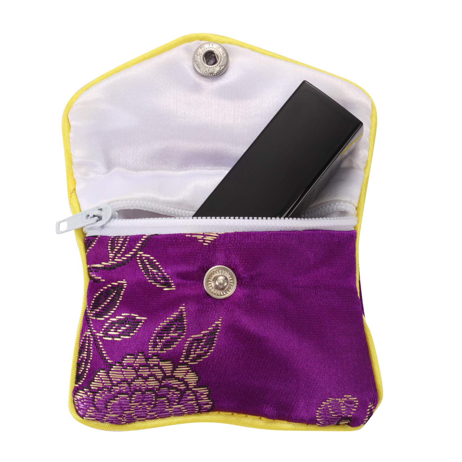 Hicarer 24 Pcs Silky Satin Fabric Lipstick Case with Mirror Lipstick Box Holder Purse Jewelry Brocade Xmas Embroidered Gift(Classic)
