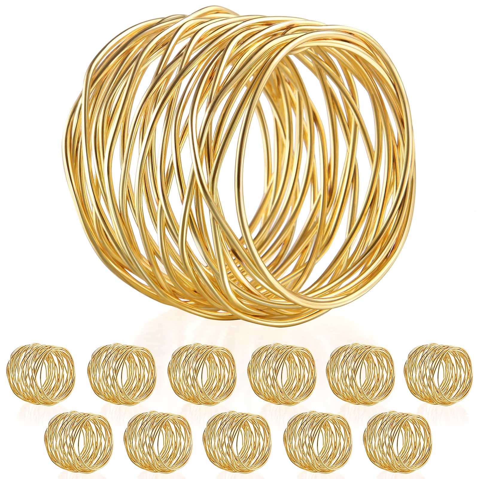 URWOOW Twisted Wire Mesh Napkin Rings Holders DƩcor Dinner Party Wedding Christmas Gathering (Gold 12pcs)