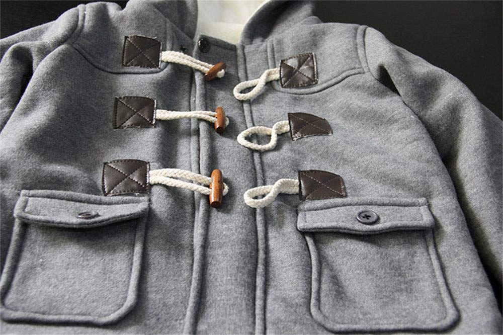 Lewego Unisex Baby Fleece Hooded Jacket Outerwear Duffle Zipper Winter Coat, Grey, 100cm(12-18Months)