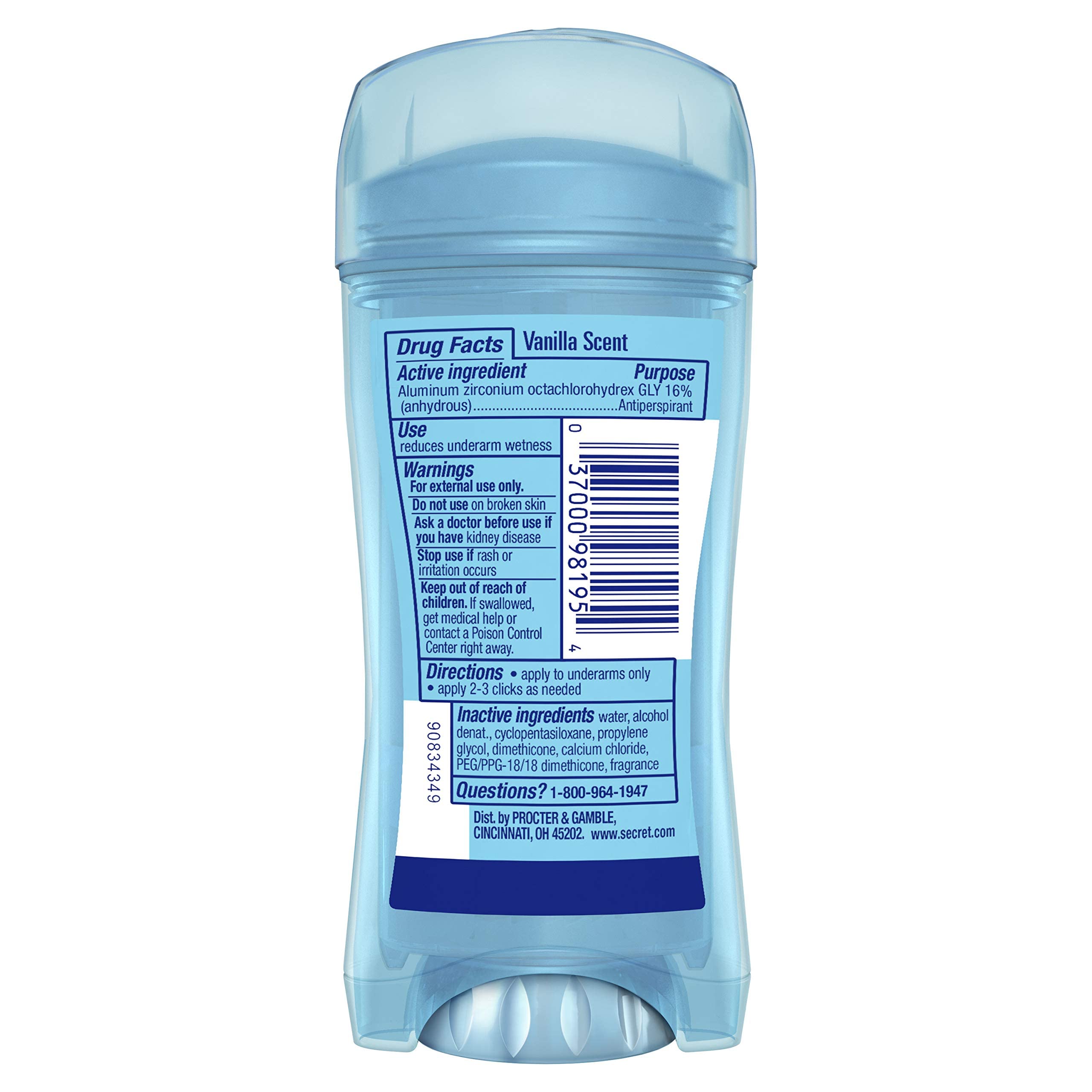 Secret Clear Gel Antiperspirant and Deodorant, Vanilla (Pack of 2)