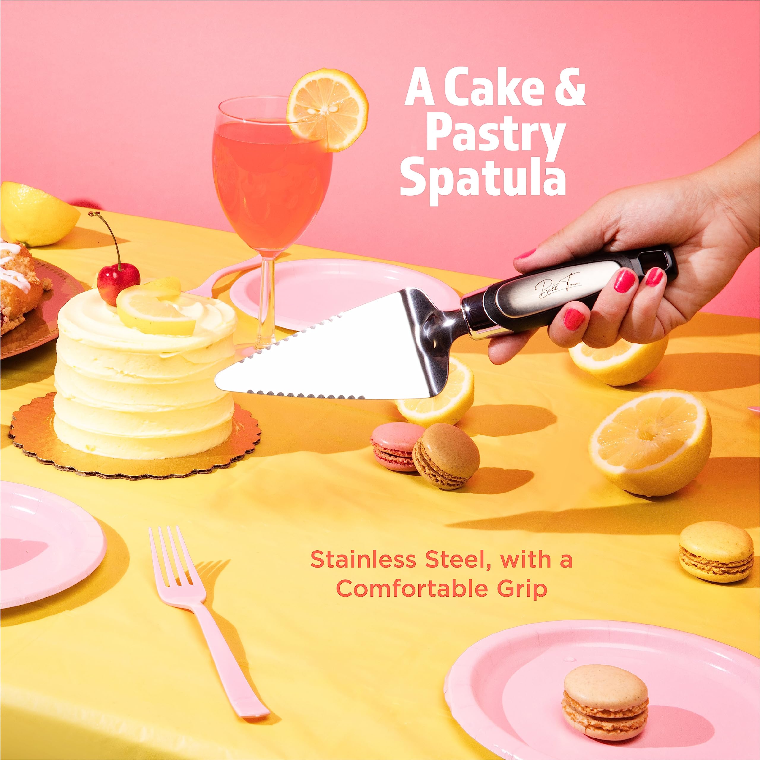 BellTom Premium Gourmet Pie Server. A Cake and Pastry Spatula - Strong Stainless Steel Cake Slicer and Pie Cutter. Our Pie Servers look great too. BellTom metal pie knife for serving a perfect slice.