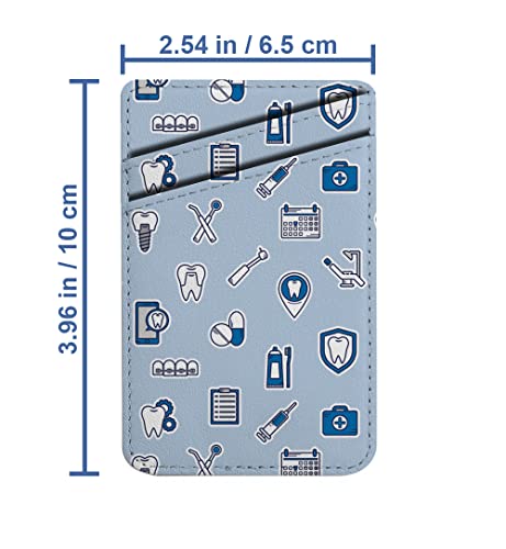 Diascia Pack of 2 - Cellphone Stick on Leather Cardholder ( Dental Linear Pattern Pattern ) ID Credit Card Pouch Wallet Pocket Sleeve